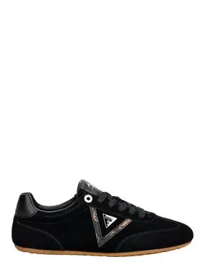 Guess Suede Logo-patch Sneakers - Black