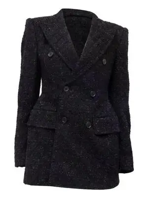 Balenciaga Hourglass Tweed Blazer - Black