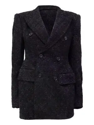 Balenciaga Hourglass Tweed Blazer - Black