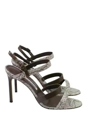 Manolo Blahnik Snakeskin Stiletto Sandals - Neutrals