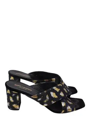 SAINT LAURENT Saint Laurent Black Patterned Crossover Mules