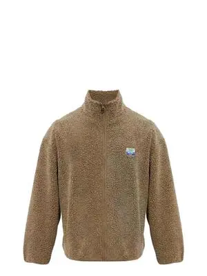 American Vintage Zip-up Fleece Sweatshirt With Logo Patch - Brown