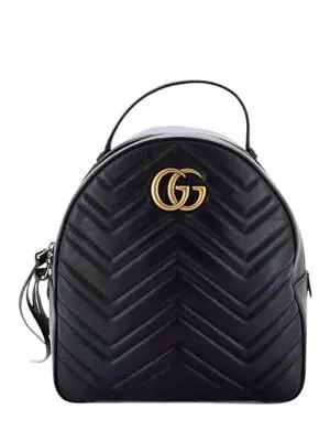 Gucci Gg Marmont Matelassé Leather Small Backpack - Black