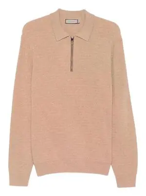 Canali Half-zip Fine-knit Polo Shirt - Neutrals