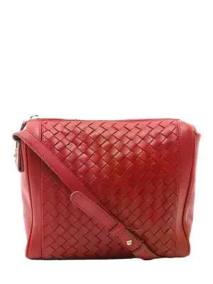 Bottega Veneta 2000s Intrecciato Shoulder Bag - Red