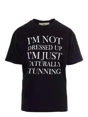 Elisabetta Franchi Cotton Slogan Print T-shirt - Black
