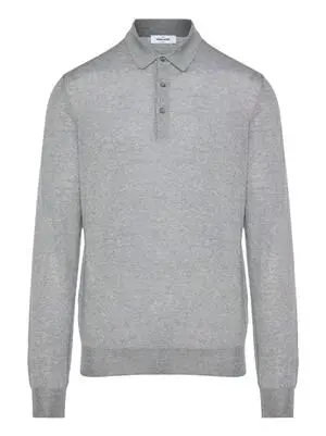 GRAN SASSO Long-sleeve Knitted Polo Shirt - Grey