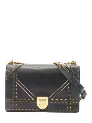 Dior 2000s Diorama Studded Shoulder Bag - Black