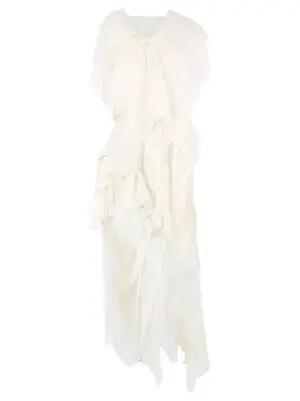 Yohji Yamamoto Beige Pleated Draped Dress - Neutrals