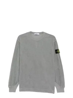 Stone Island Logo-patch Corduroy Crewneck Sweatshirt - Grey