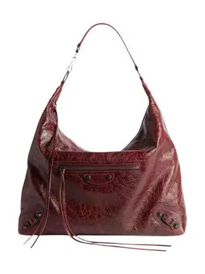 Balenciaga Medium Le City Crinkled Leather Shoulder Bag - Red