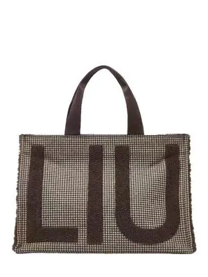 Liu Jo Large Check Fabric Tote Bag - Brown