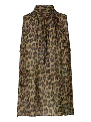 SEMICOUTURE Dulcie Leopard-print Pussy-bow Top - Neutrals