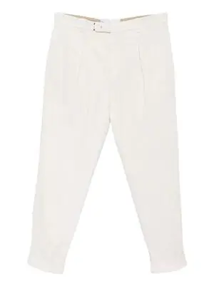 BERWICH Pleated Cotton Trousers With Belt Loops And Welt Pockets - Neutrals