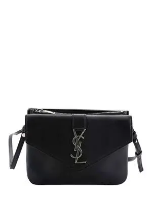 Saint Laurent Classic Monogram Tri-pocket Leather Crossbody Bag - Black