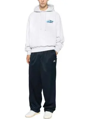 StÜssy Embroidered Logo Mesh Wide Leg Track Pants - Blue