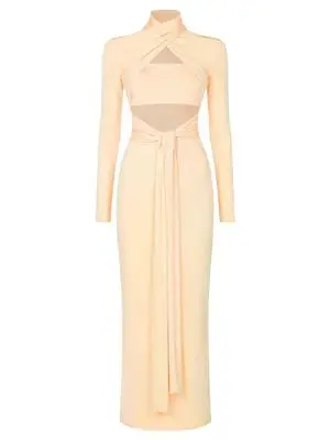 Lapointe Cutout Knotted Gown Maxi Dress - Orange