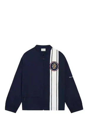 Drole De Monsieur Striped Logo Patch Zip-up Jacket - Blue