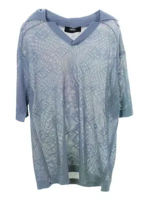 Fendi Ff-logo Mesh Knit Top - Blue