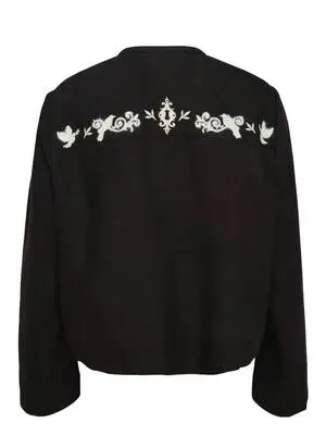 RENLI SU Embroidered Crew-neck Jacket - Black