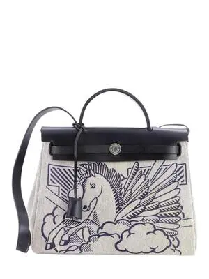 Hermès Herbag Zip Pegasus Pop Toile And Leather 31 Shoulder Bag - Black