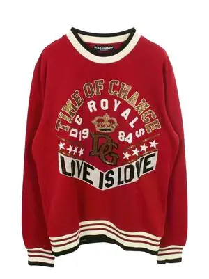Dolce & Gabbana Crew Neck Long Sleeve Sweater - Red