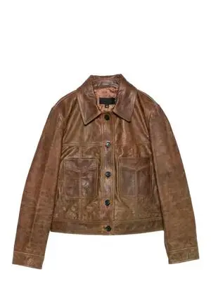 NILI LOTAN Susannah Leather Flap-pocket Jacket - Brown