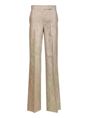 Max Mara Chevron Pattern Linen Wide Leg Trousers - Neutrals