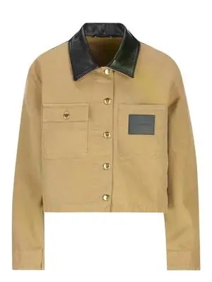 Balenciaga Leather-collar Cropped Jacket - Neutrals