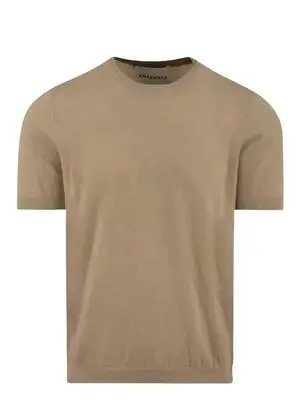 AMARANTO Fine-knit Short-sleeve Sweater - Neutrals