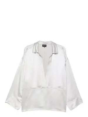 GIORGIO ARMANI Giorgio Armani V-Neck Long-Sleeve Blouse With Satin Finish