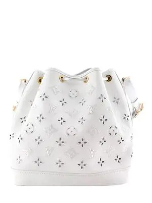 LOUIS VUITTON Monogram Cutout Leather Bucket Bag - White