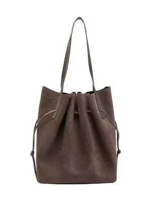 Yuzefi Scallop Drawstring Tote Bag - Brown