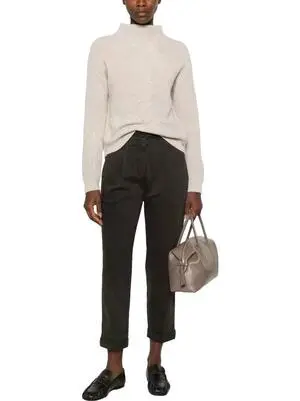 Peserico Pleated Detail Turn-up Trousers - Brown