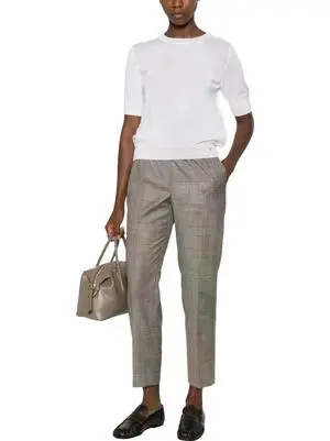 Peserico Check-pattern Tapered Leg Trousers - Brown