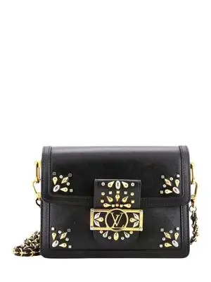 LOUIS VUITTON Dauphine Studded Leather Mini Shoulder Bag - Black