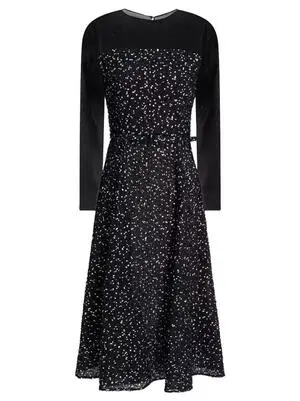 Oscar De La Renta Fil-coupé Belted Dress - Black