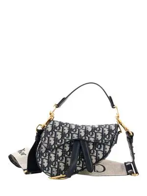 Dior Saddle Handbag With Strap Oblique Canvas Mini Shoulder Bag - Blue
