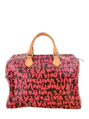 LOUIS VUITTON Monogram Graffiti Speedy 30 Satchel - Brown