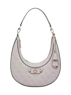 Guess Lindsey Monogram Curved Shoulder Bag - Neutrals