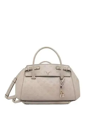 Guess Logo-embossed Padlock Detail Shoulder Bag - Neutrals