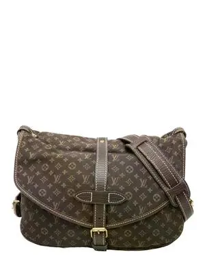 LOUIS VUITTON Monogram Mini Lin Saumur 30 Crossbody Bag - Brown