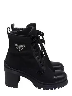 Prada Re-nylon Lace-up Ankle Boots - Black