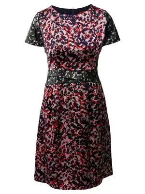 BOSS Camouflage Print Round Neck Short Sleeve Dress - Neutrals