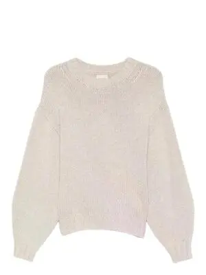 Khaite Ribbed Knit Balloon Sleeve Sweater - Neutrals