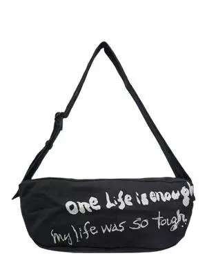 Y’s Graphic Print Box Shoulder Bag - Black