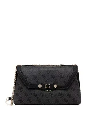 Guess Lindsey Shoulder Bag With All-over Logo Print - Grey
