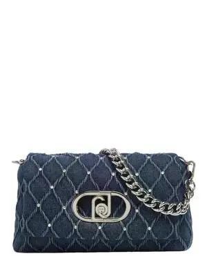 Liu Jo Medium Quilted Denim Shoulder Bag With Rhinestone Embellishments - Blue