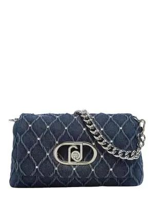Liu Jo Medium Quilted Denim Shoulder Bag With Rhinestone Embellishments - Blue