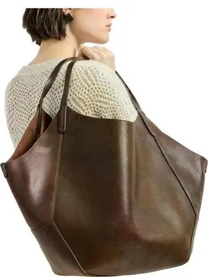 Brunello Cucinelli Brunello Cucinelli Reversible Duo Shopper In Lizard-Effect Calfskin Brown